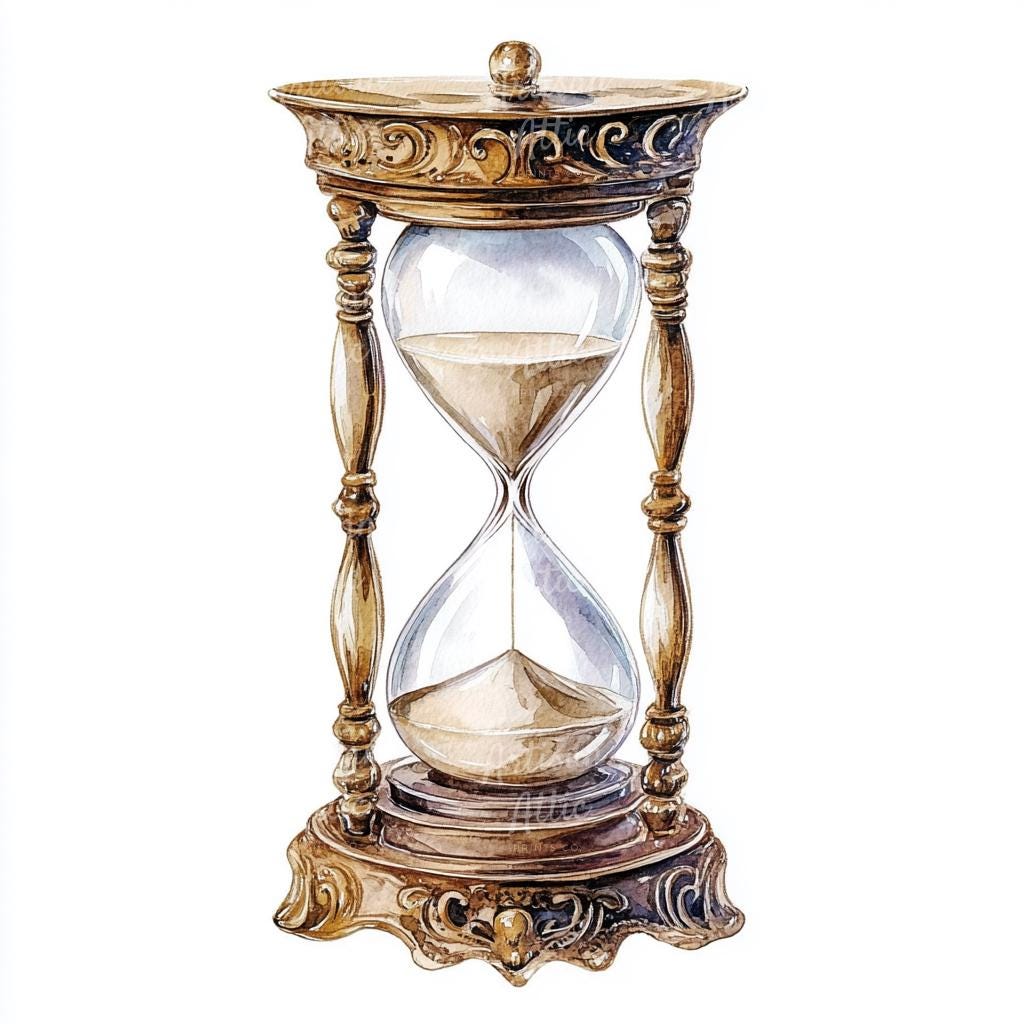12 Watercolor Hourglass Clipart, Vintage Sand Timer, Antique Timepiece ...