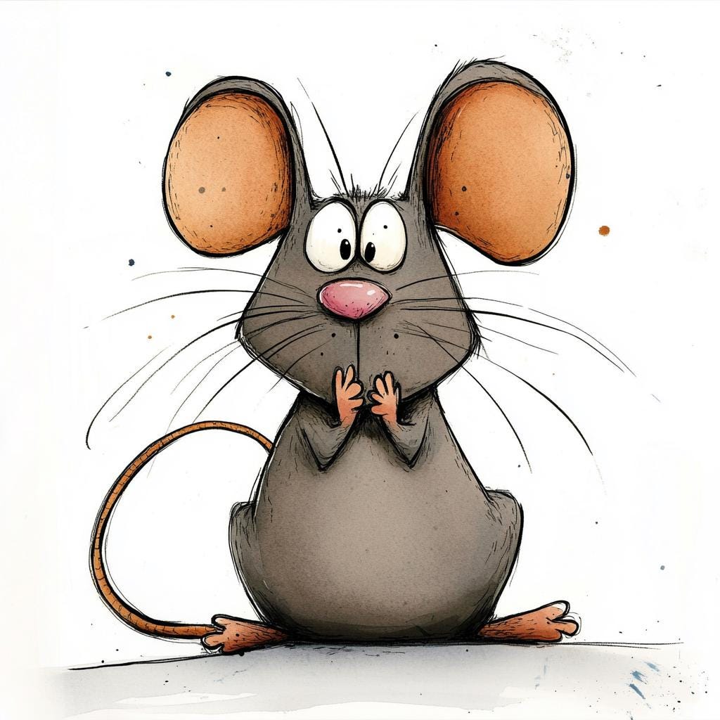 12 Adorable Watercolor Happy Cartoon Mouse Clipart Illustration for ...
