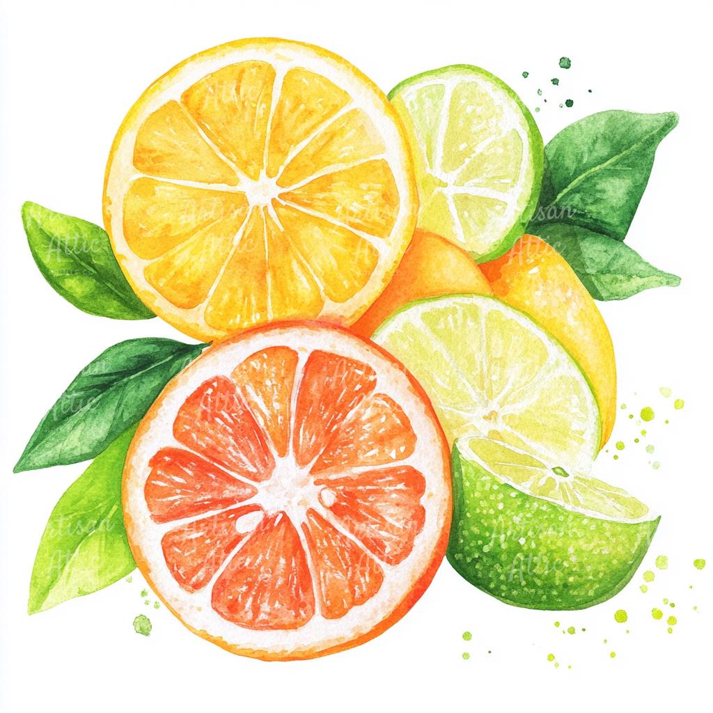 12 Citrus Fruits Clipart | Watercolor Lemon, Lime, and Orange ...
