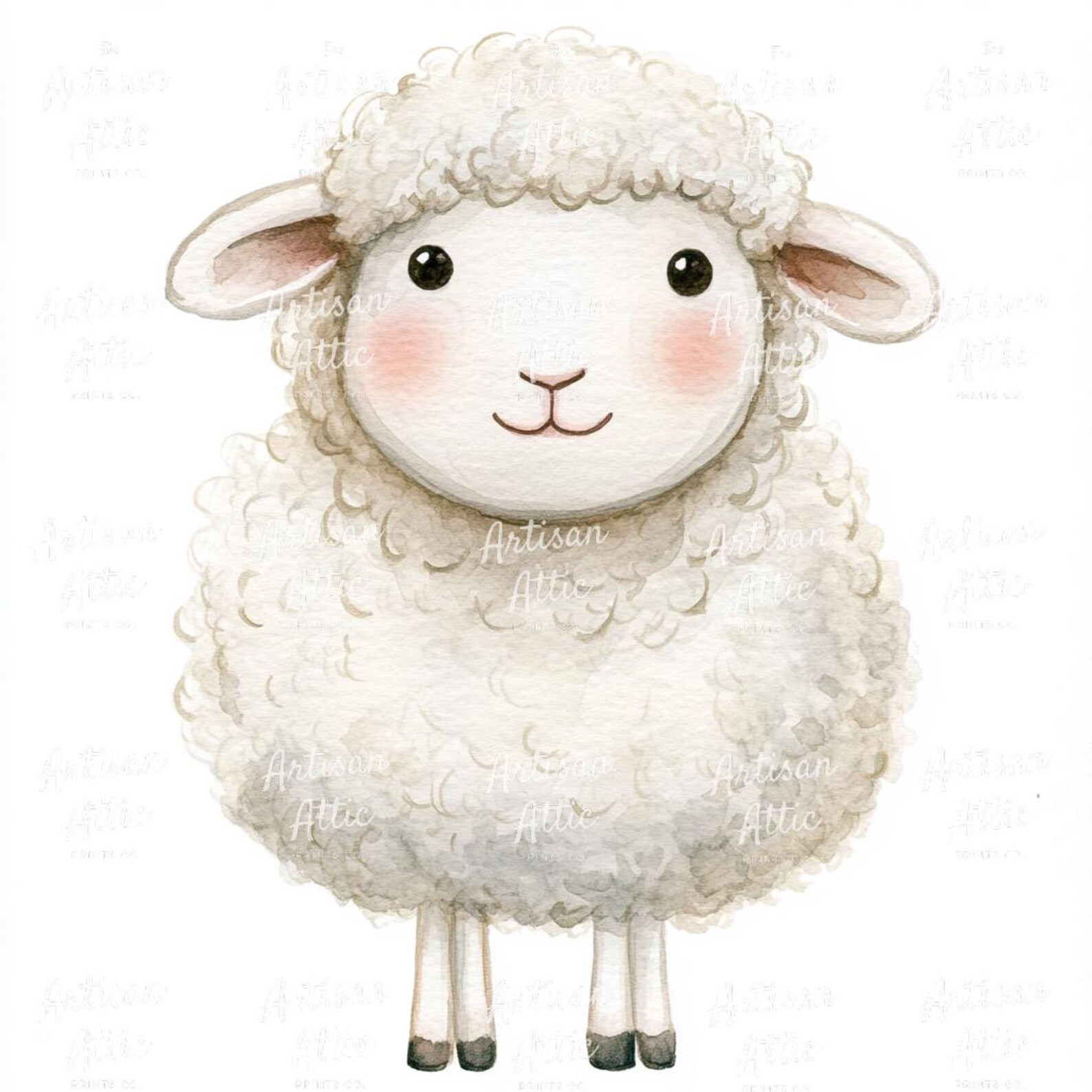 12 Adorable Watercolor Sheep Clip Art for Digital Crafting, Scrapbook ...