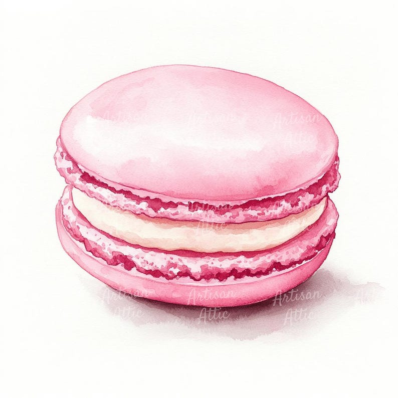 12 Pink Macaron Clipart | Watercolor Macaron Art | Sweet Pastry Clipart ...