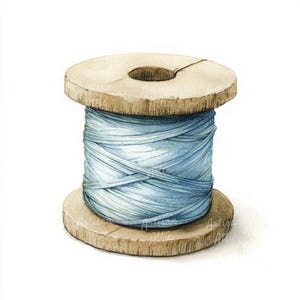 11 Vintage Wooden Spool With Light Blue Thread, Sewing Thread Spool ...