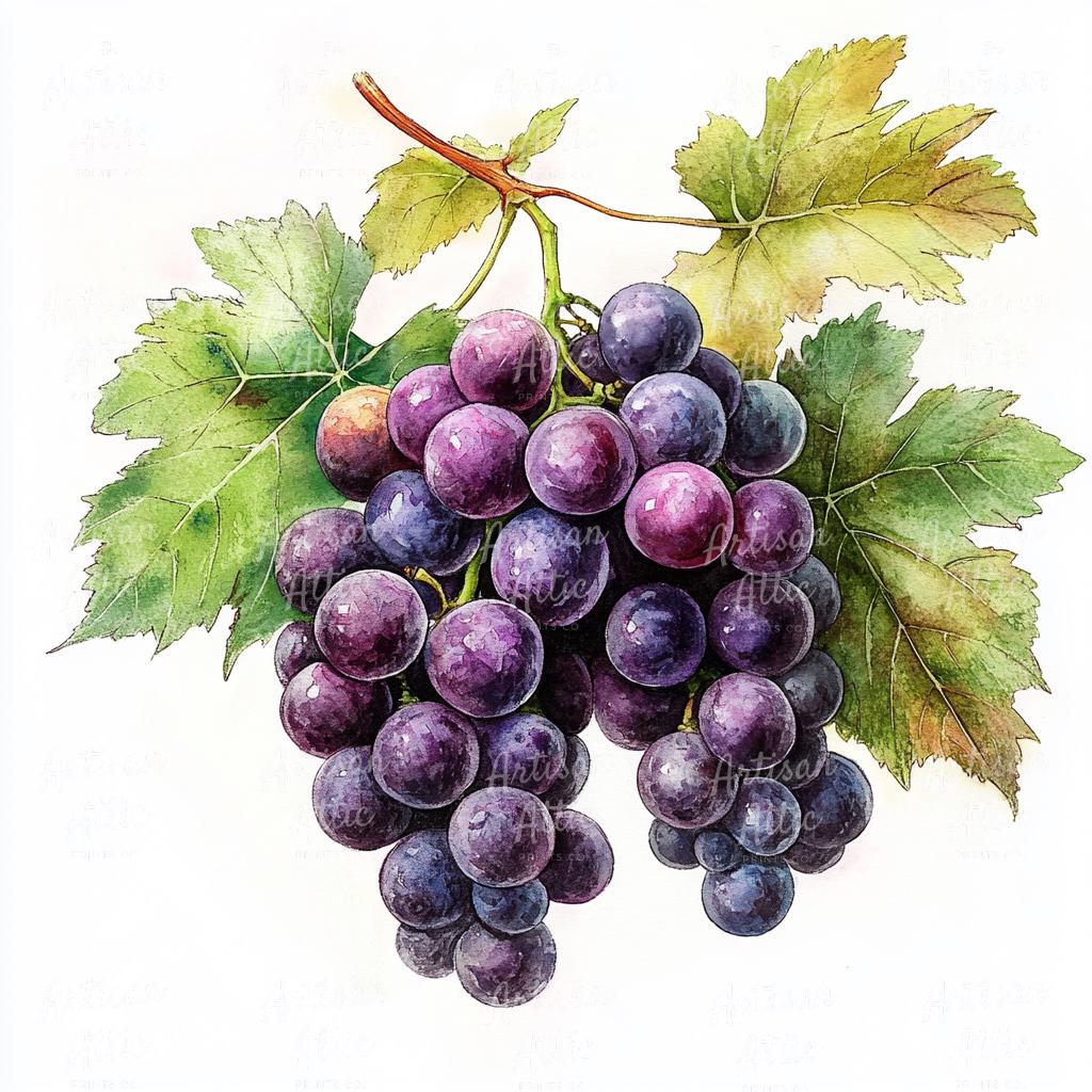 12 Watercolor Bunch of Grapes Clipart, Realistic Grapes Illustration ...