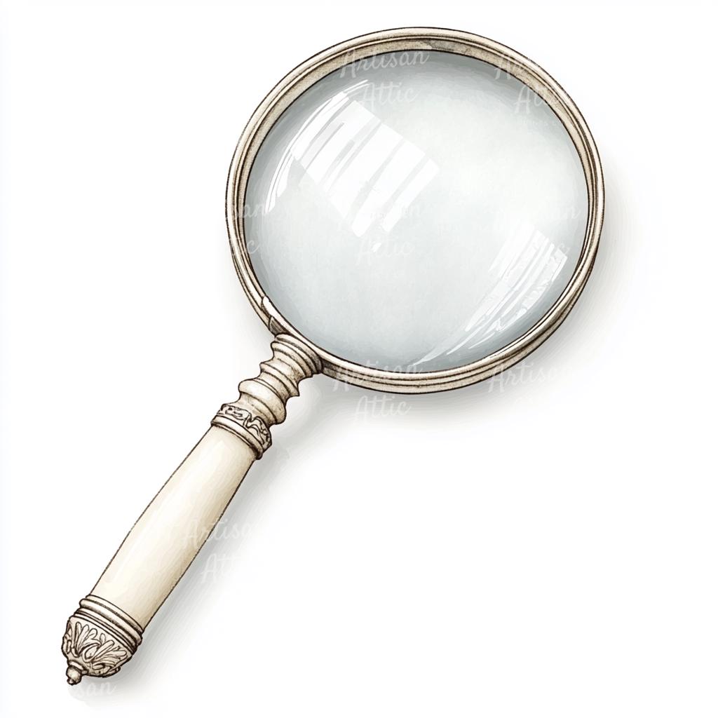 11 Watercolor Magnifying Glass Clipart, Antique Magnifier, Vintage ...