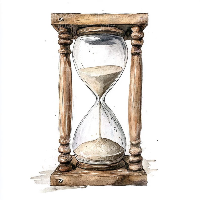 12 Watercolor Hourglass Clipart, Vintage Sand Timer, Antique Timepiece ...