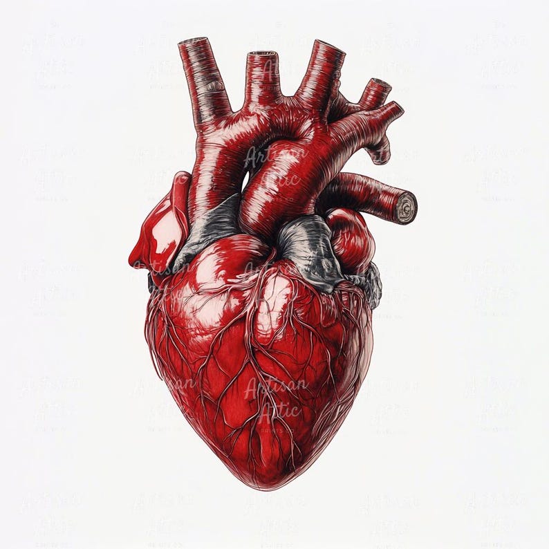 11 Highly Detailed Anatomical Human Heart Illustration – Realistic ...
