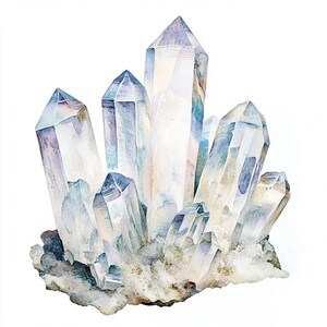 12 Watercolor Crystal Clipart | Digital Gemstone Illustration | Quartz ...