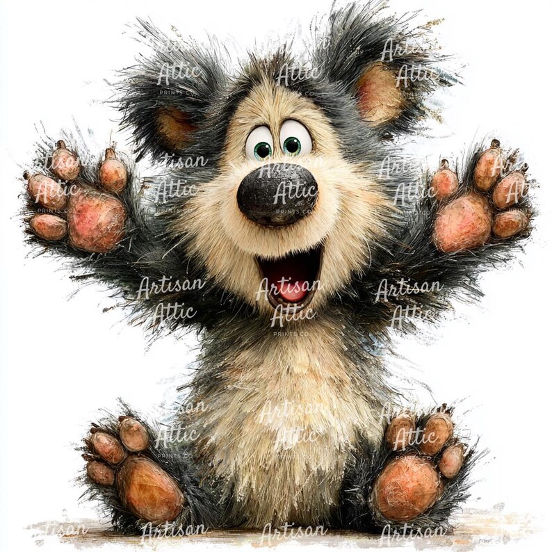 16 Quirky Cartoon Bear Clipart, Playful Animal Artwork, Nursery Wall ...