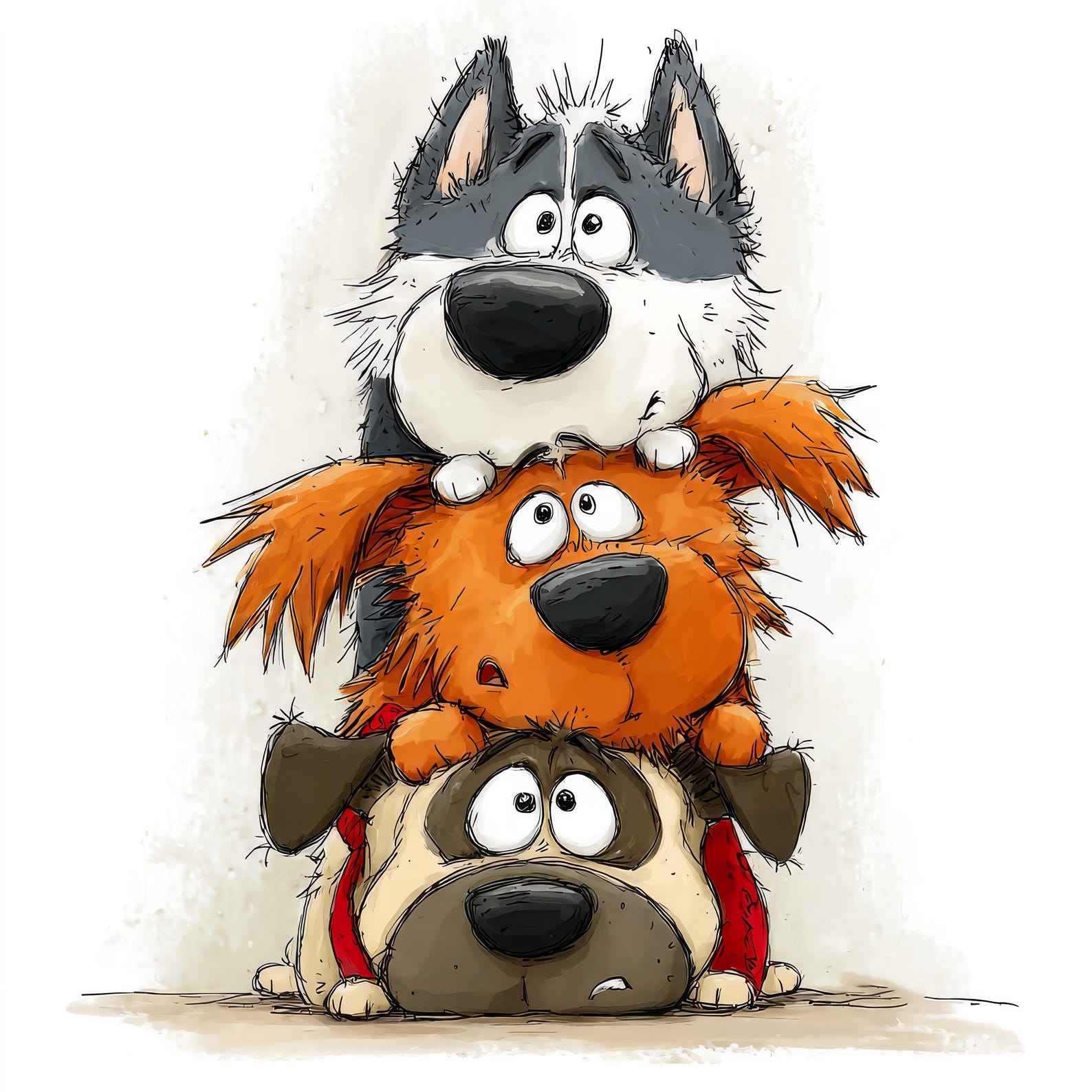 14 Clipart Images of Funny Stacked Dogs, Digital Scrapbookwatercolor ...