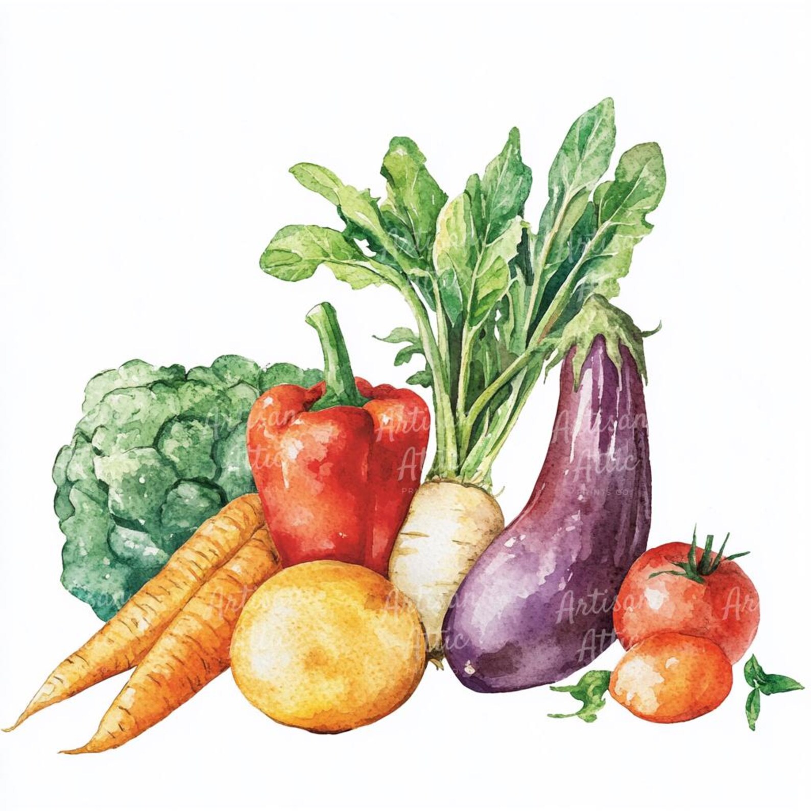 12 Watercolor Vegetable Clipart | Fresh Produce Art | Organic Veggies ...