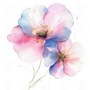 12 Elegant Watercolor Flower Clipart – Hand-painted Floral Digital ...