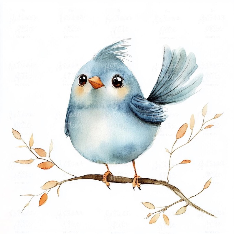 8 Whimsical Watercolor Bird Clip Art Digital Download | Cute Hand ...