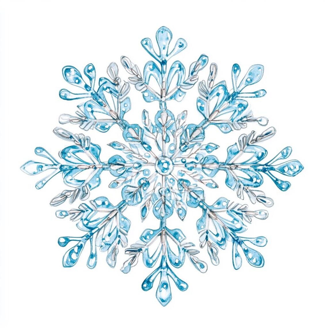 12 Watercolor Snowflake Clip Art for Winter Crafts, Christmas ...