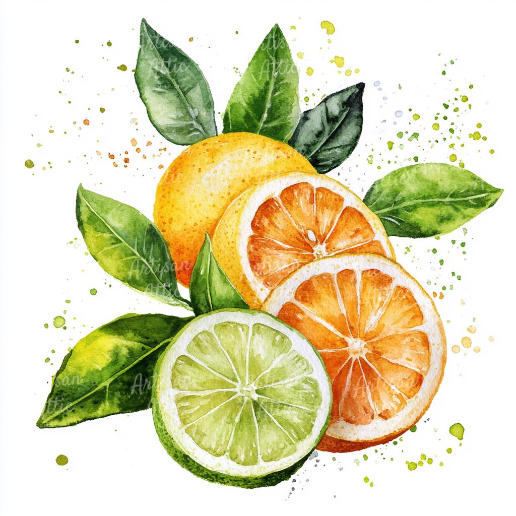 12 Citrus Fruits Clipart | Watercolor Lemon, Lime, and Orange ...
