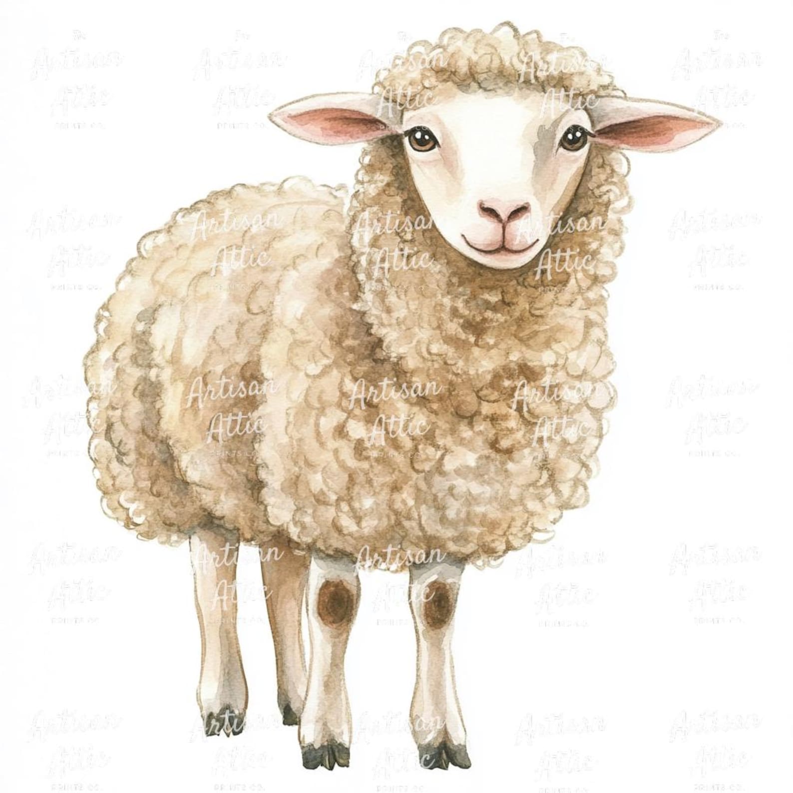 12 Adorable Watercolor Sheep Clip Art for Digital Crafting, Scrapbook ...