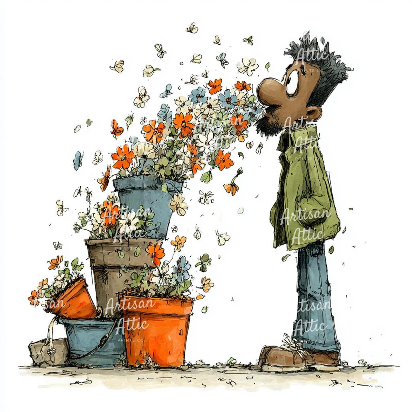 10 Florist Digital Clipart Funny Flower Shop Art Allergy Petals Flying ...