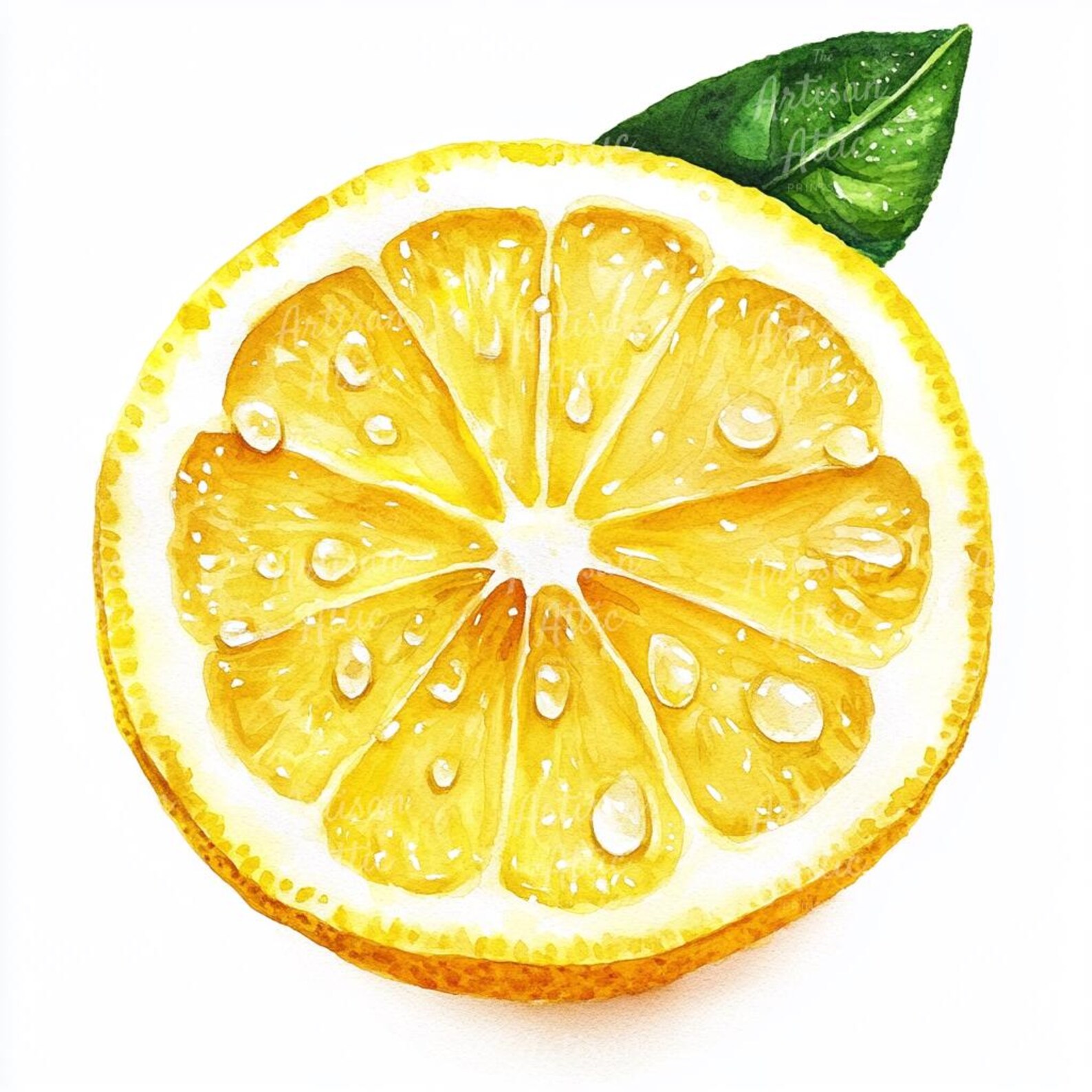 12 Lemon Slice Clipart | Watercolor Lemon Illustration | Citrus Fruit ...