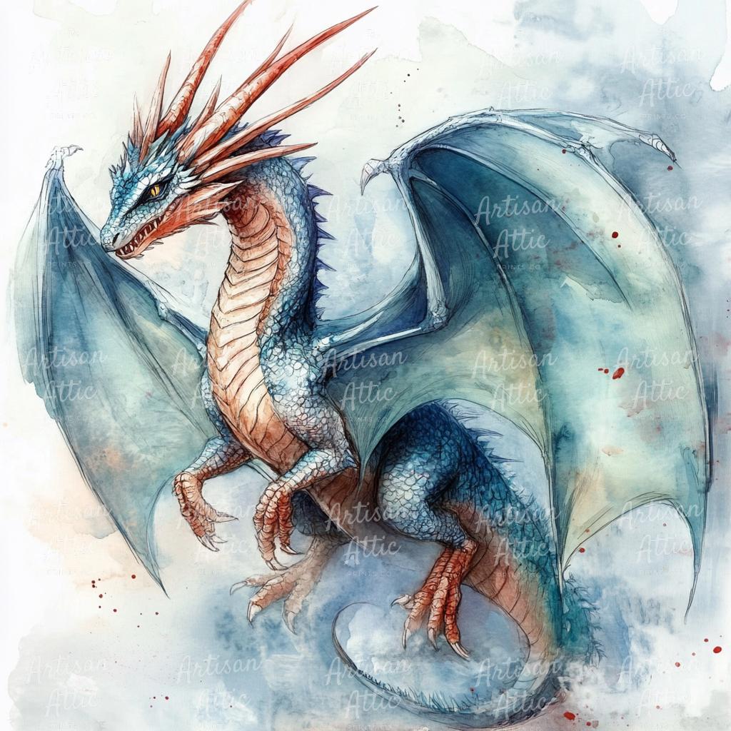 11 Epic Dragon Watercolor Clip Art Digital Download | Fantasy Creature ...