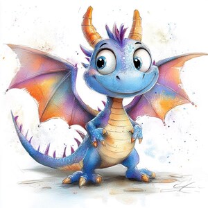 16 Cute Watercolor Dragons Digital Clipart Perfect for Kids Nursery ...