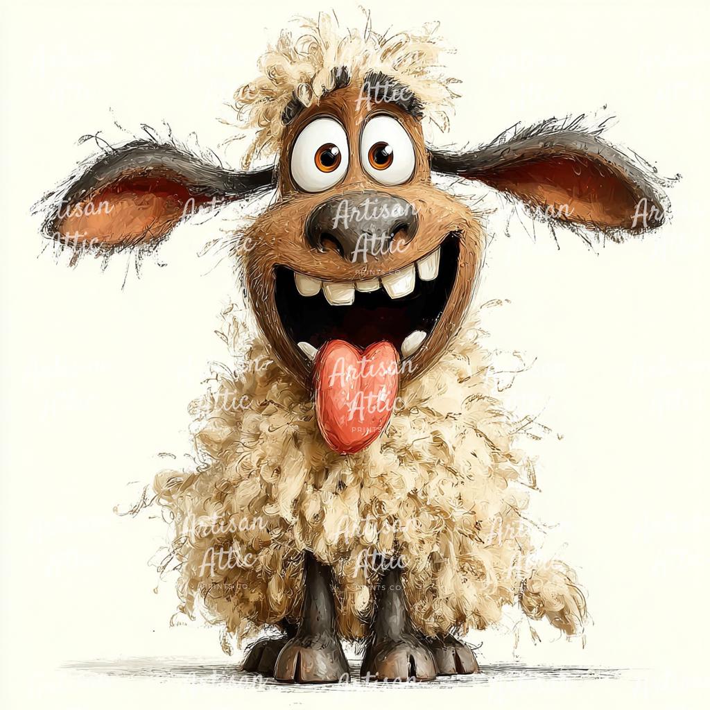 12 Funny Sheep Digital Clipart Cartoon Farm Animal Art Goofy Fluffy ...