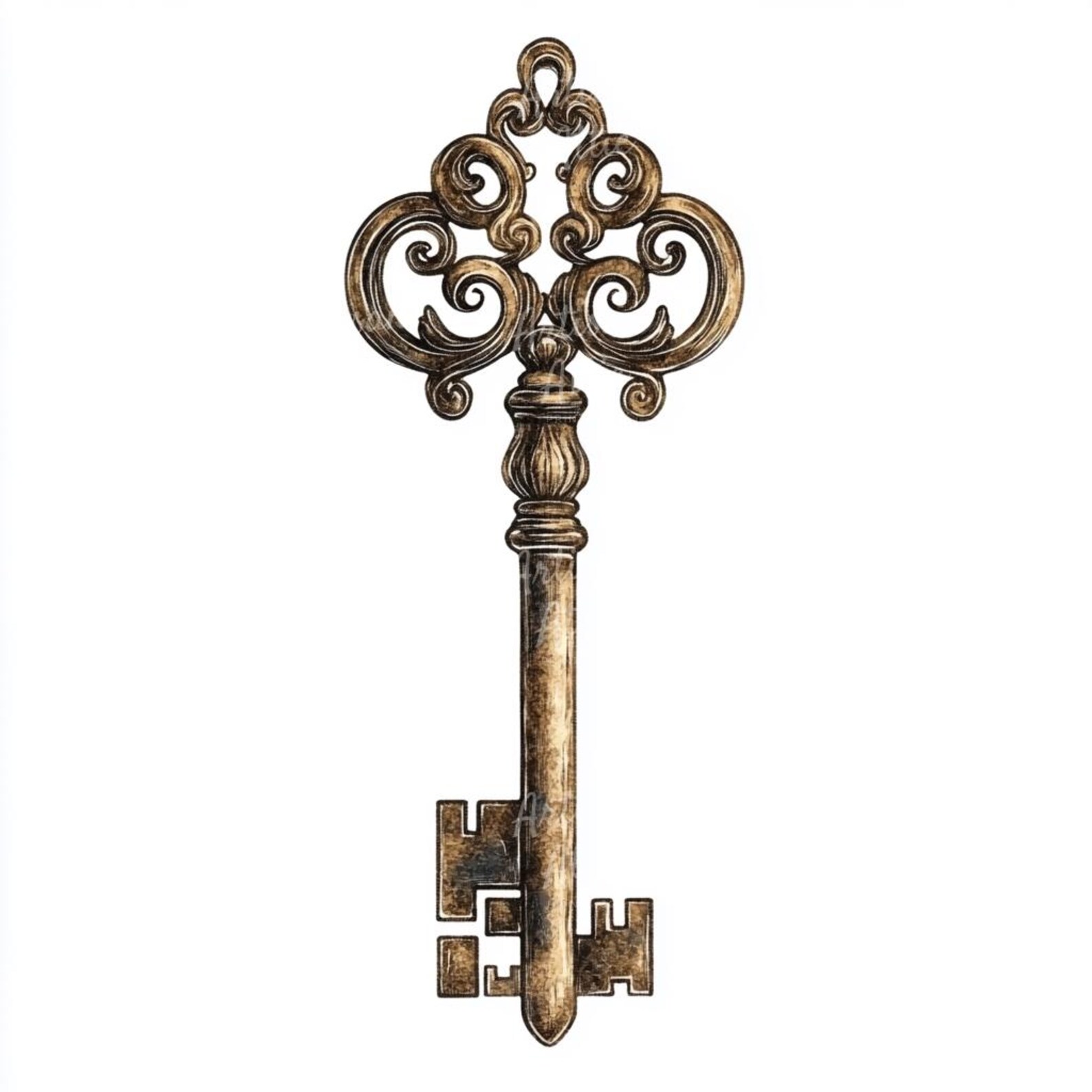 10 Watercolor Antique Key Clipart, Vintage Skeleton Key, Hand-painted ...