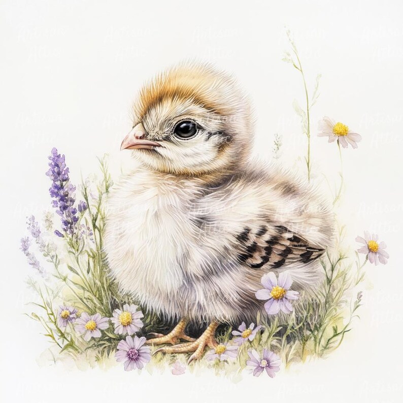 12 Watercolor Baby Chick Clipart | Cute Bird Illustration | Spring Bird ...