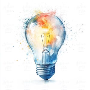 16 Watercolor Light Bulb Clip Art for Digital Crafting, Scrapbook ...