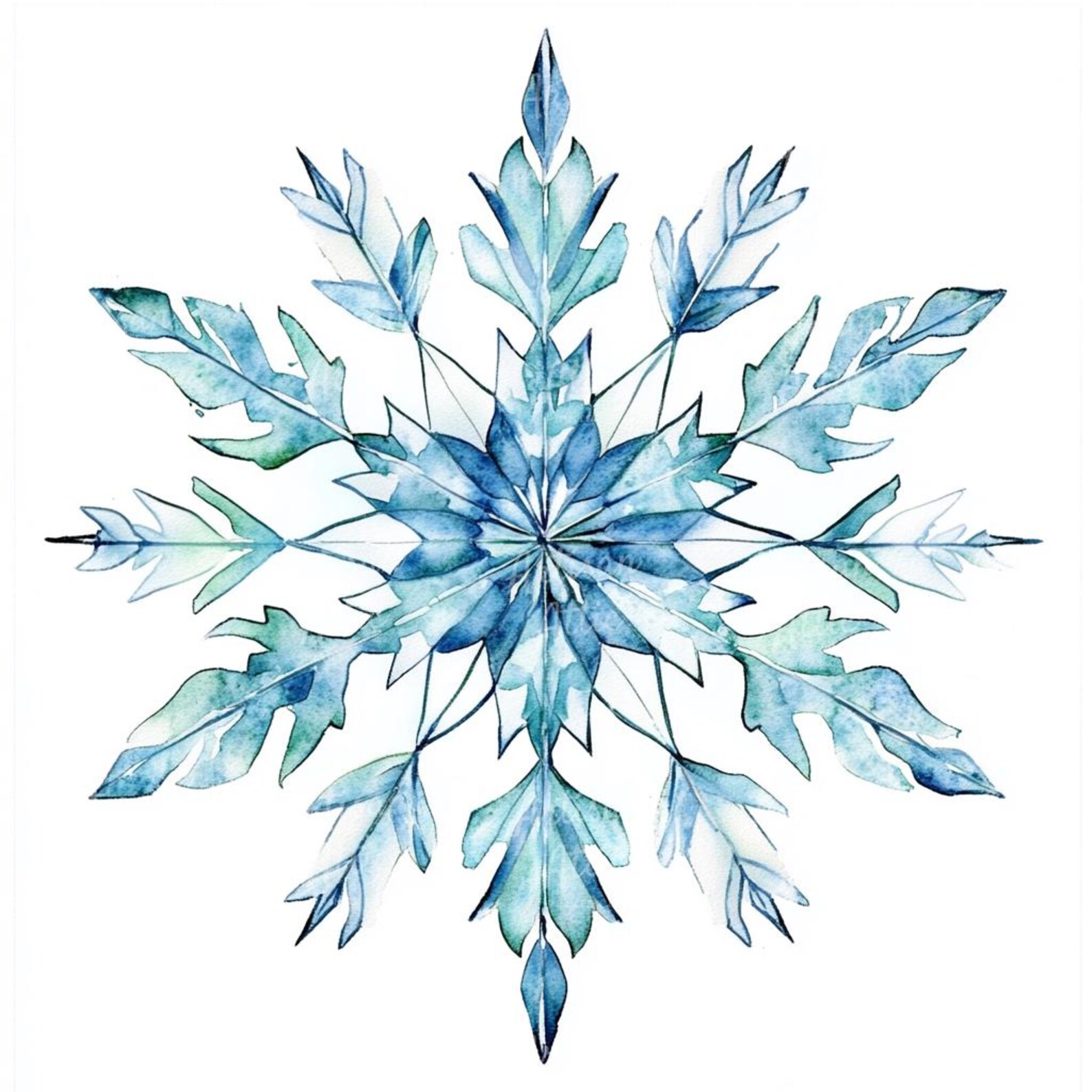 12 Watercolor Snowflake Clip Art for Winter Crafts, Christmas ...