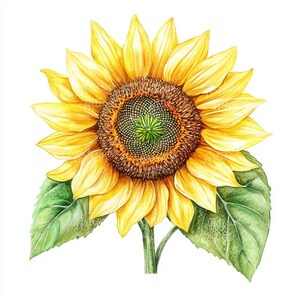 12 Watercolor Sunflower Clipart, Botanical Sunflower Digital Art ...