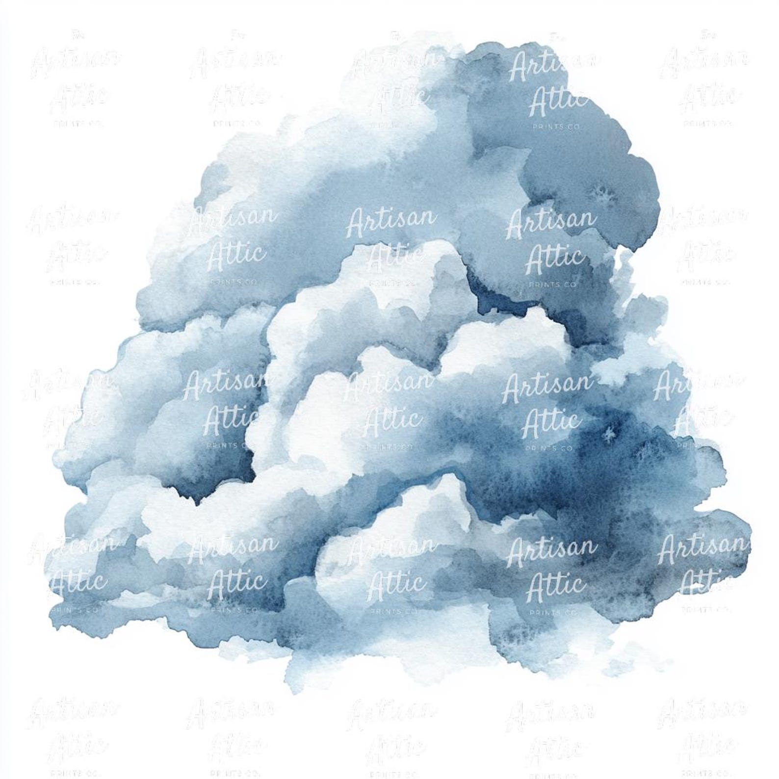 Blue Watercolor Clouds Clip Art – Scrapbook & Nursery Decor (digital ...