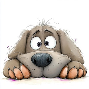 12 Wide-eyed Cartoon Puppy Peeking Over Ledge Watercolor Clipart for ...