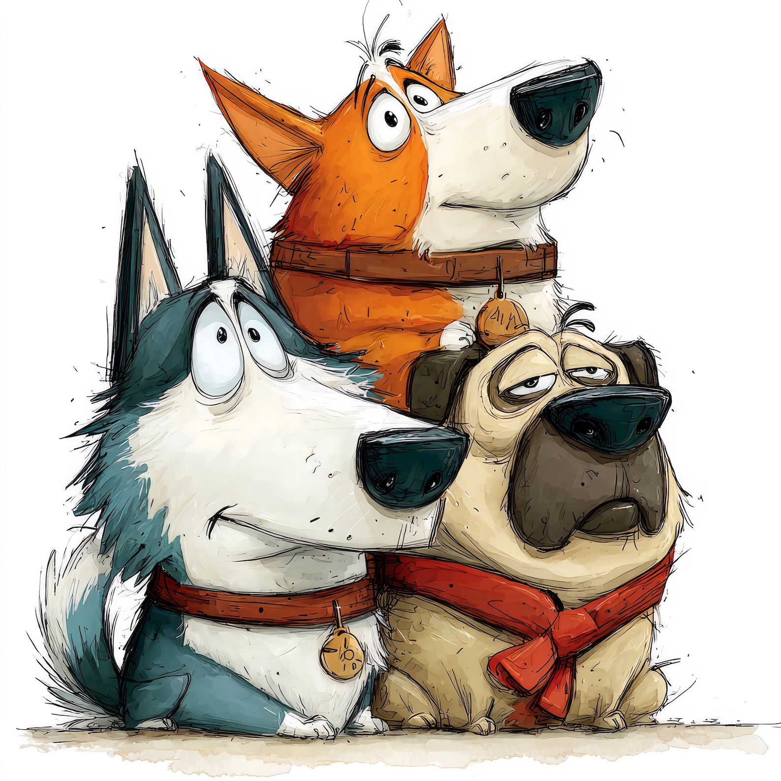 14 Clipart Images of Funny Stacked Dogs, Digital Scrapbookwatercolor ...