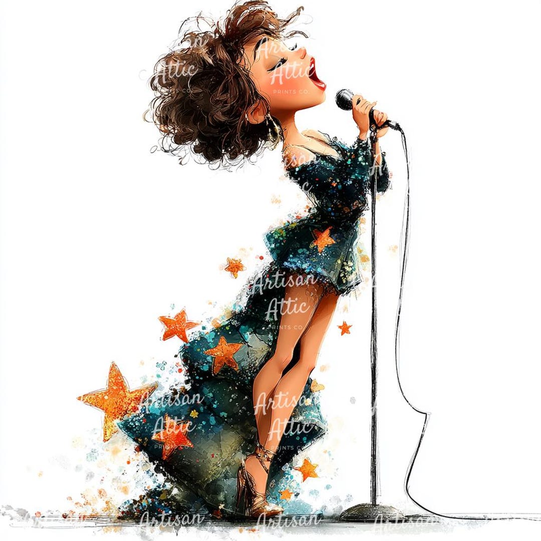 14 Jgps of Singer Performing, Digital Clipart Quirky Music Character ...