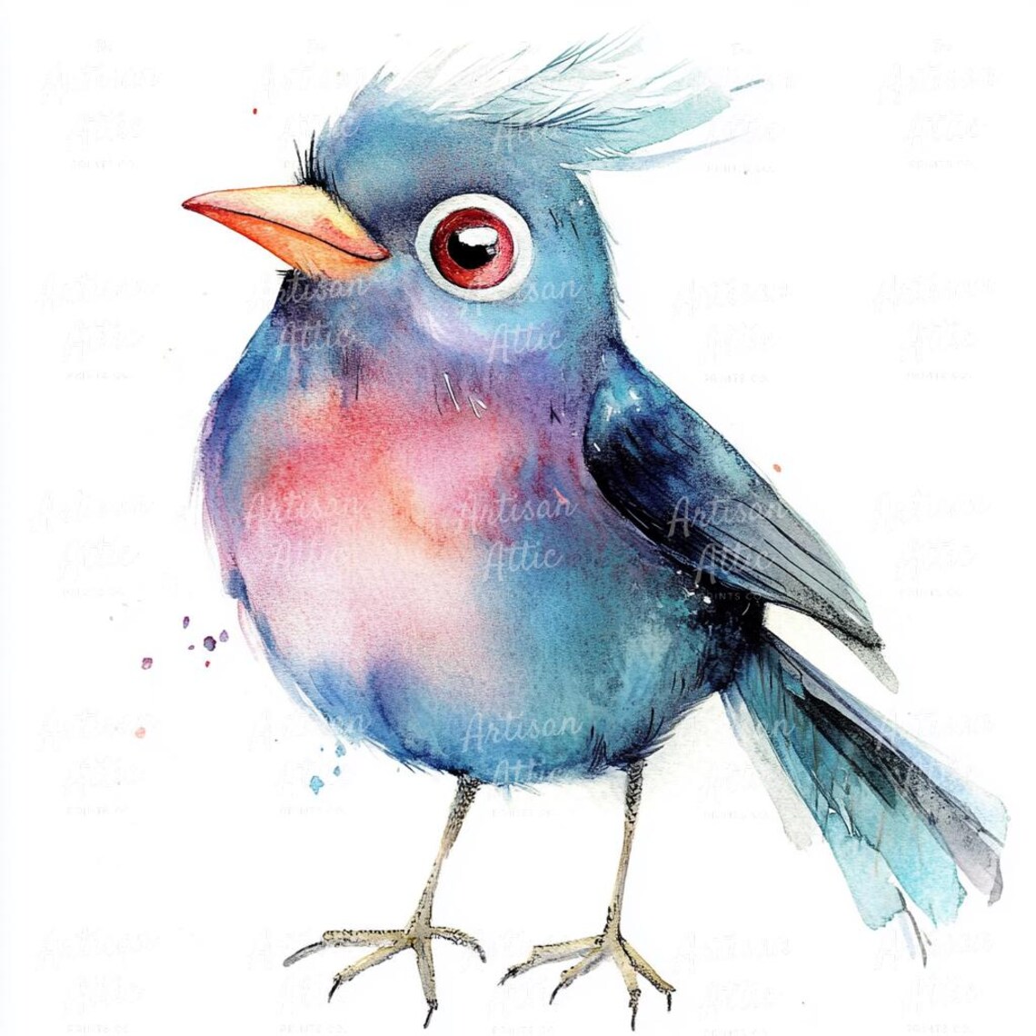 8 Whimsical Watercolor Bird Clip Art Digital Download | Cute Hand ...