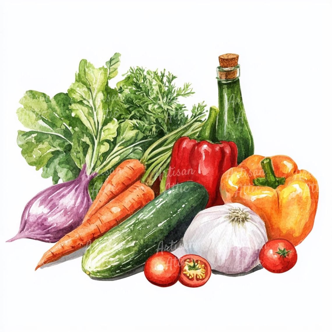 12 Watercolor Vegetable Clipart | Fresh Produce Art | Organic Veggies ...