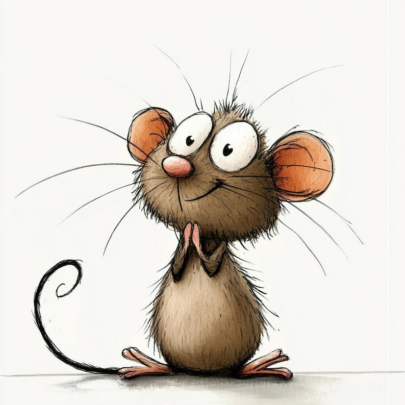 12 Adorable Watercolor Happy Cartoon Mouse Clipart Illustration for ...