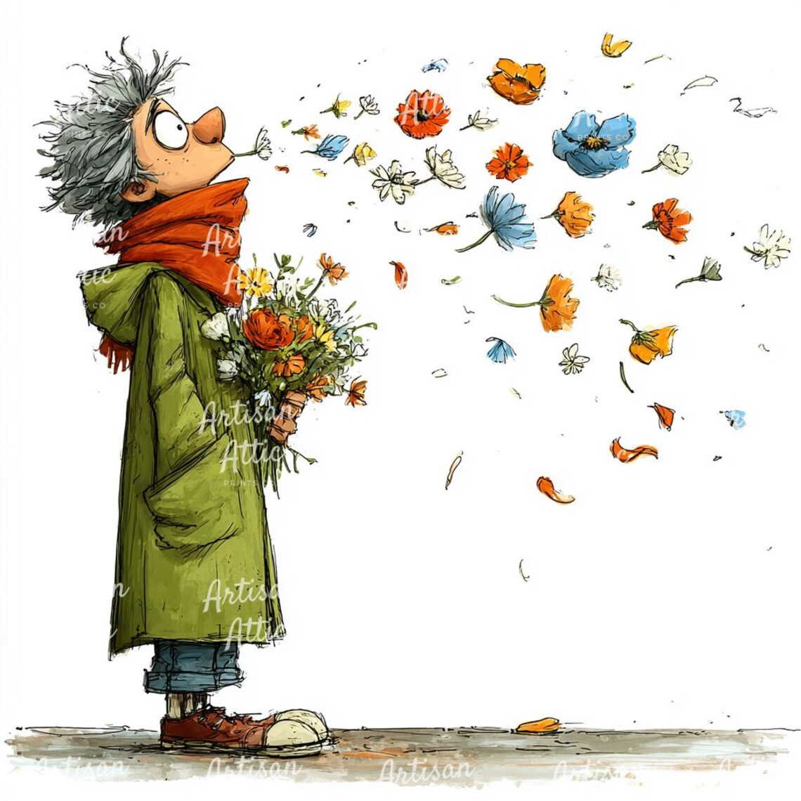 10 Florist Digital Clipart Funny Flower Shop Art Allergy Petals Flying ...