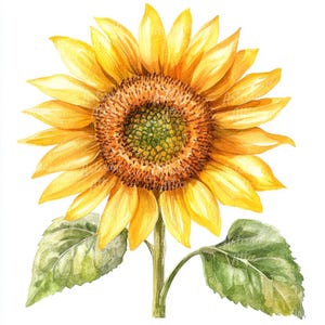 12 Watercolor Sunflower Clipart, Botanical Sunflower Digital Art ...