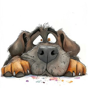 12 Wide-eyed Cartoon Puppy Peeking Over Ledge Watercolor Clipart for ...