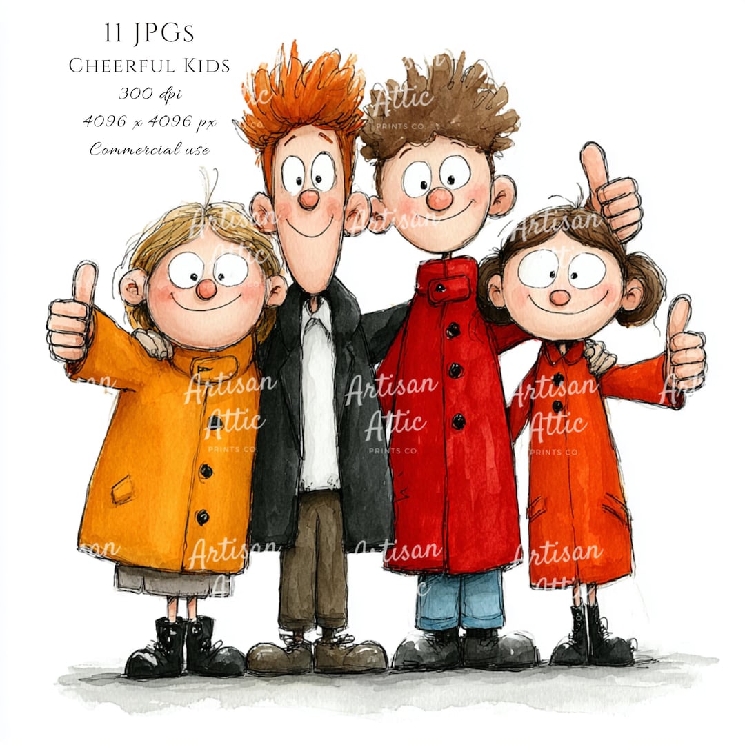 Cheerful Kids Thumbs up Illustration: Friendship Artwork, Colorful ...
