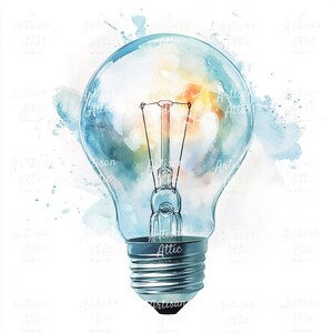 16 Watercolor Light Bulb Clip Art for Digital Crafting, Scrapbook ...