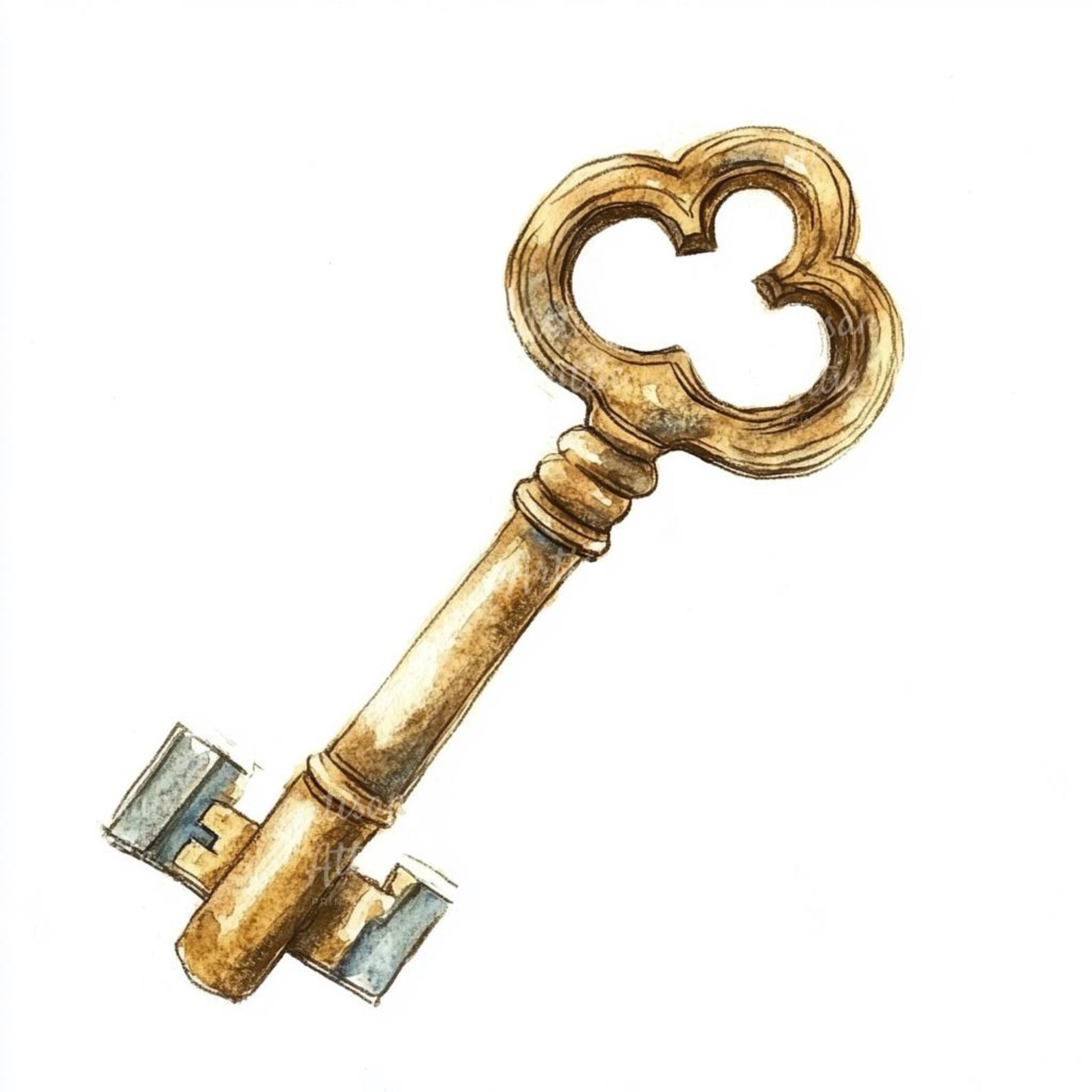 10 Watercolor Antique Key Clipart, Vintage Skeleton Key, Hand-painted ...