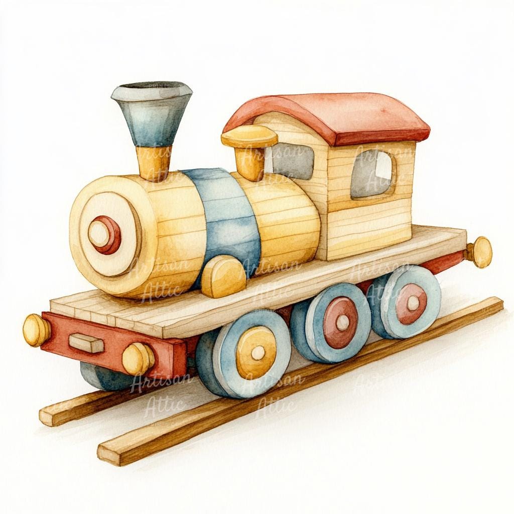 12 Watercolor Train Clipart | Cute Vintage Train Illustration | Kids ...