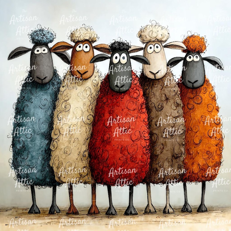 Watercolor Sheep Clipart: Playful Wool Texture PNG (digital Download ...