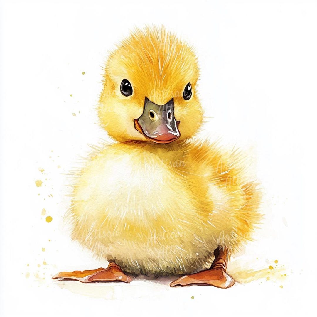 12 Baby Duck Clipart | Watercolor Cute Duckling Illustration | Spring ...