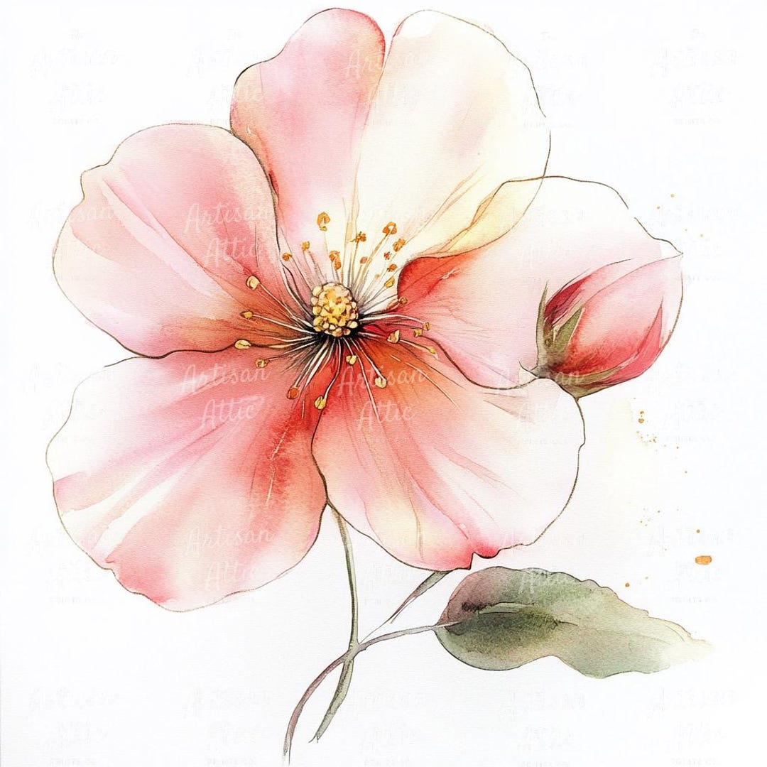 12 Elegant Watercolor Flower Clipart – Hand-painted Floral Digital ...