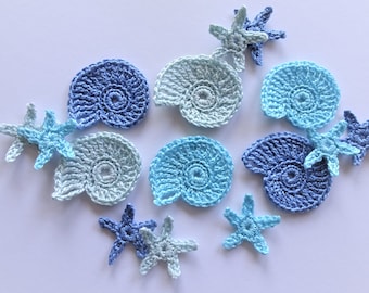 Crochet sea shells applique Beach wedding decorations | Etsy