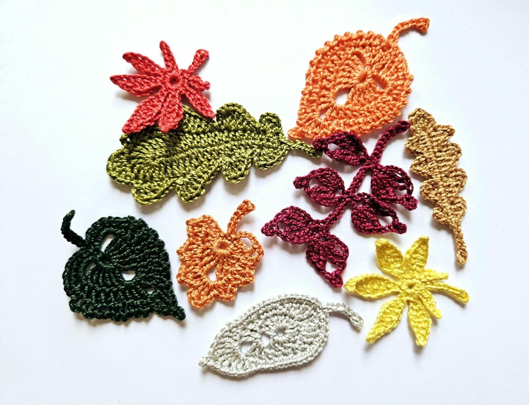 Fall Leaves Applique Garden Leaves Patches Autumn Leaves Crochet ...