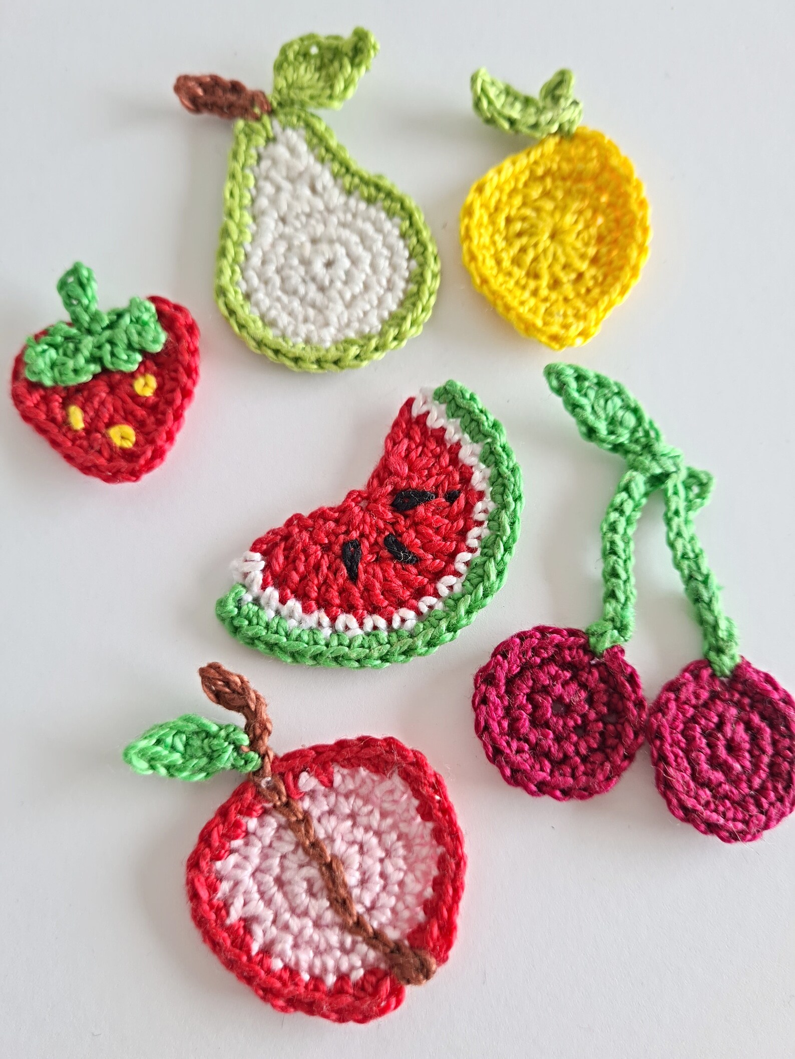 Crochet Fruits Applique Summer Fruits Embellishments Apple Cherry ...