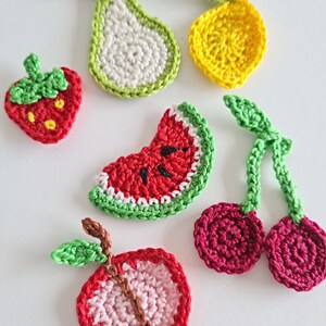 Crochet Fruits Applique Summer Fruits Embellishments Apple Cherry ...